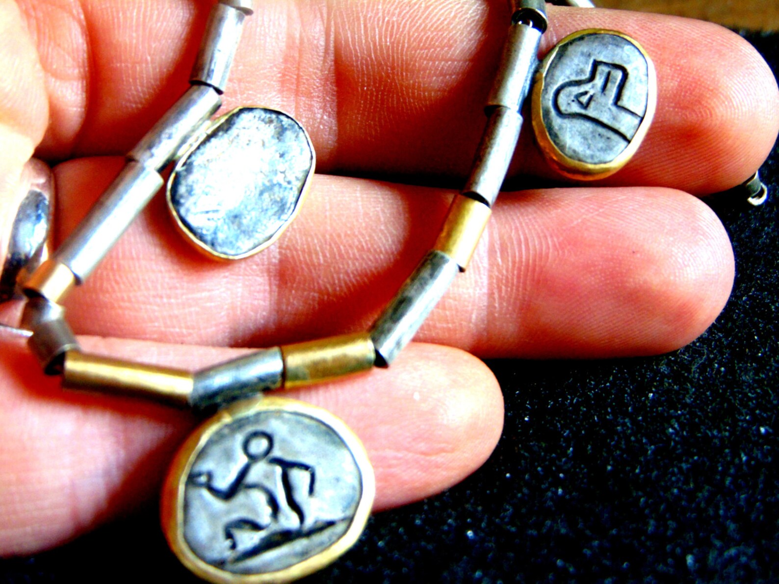 Silver Gold Necklacesilver 925 18k Gold Vintage - Etsy