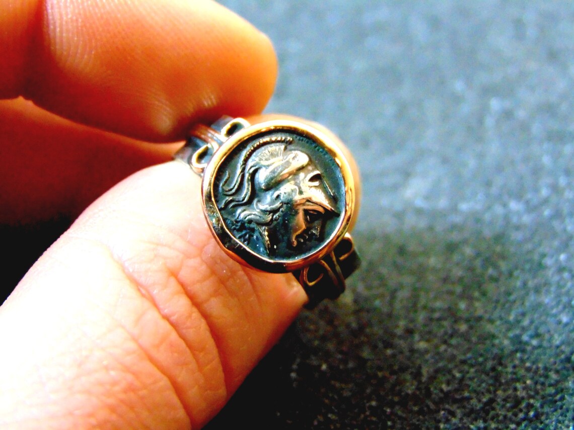 Stunning Silver and Gold Athena Ring-ancient Coin Replica - Etsy