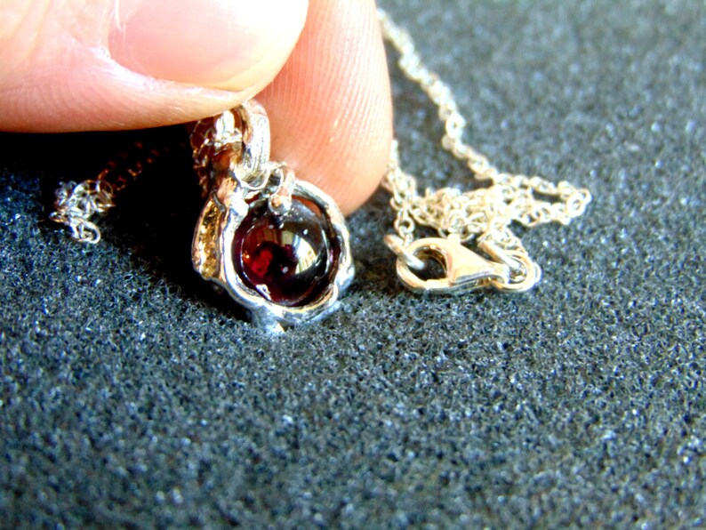 Silver Garnet Necklacesterling Silver Gemstone Charm Charm - Etsy