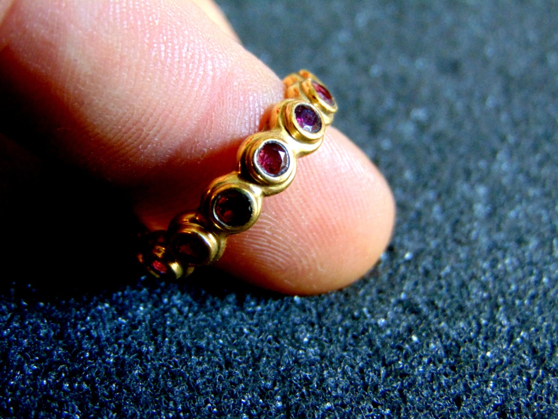 18k Multi Gemstone Ring Solid Gold Ring Gold 750 Pink | Etsy