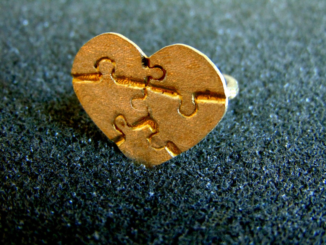 Sterling Silver Heart Puzzle Ring: Gold Plated Artisan Jewelry - Etsy