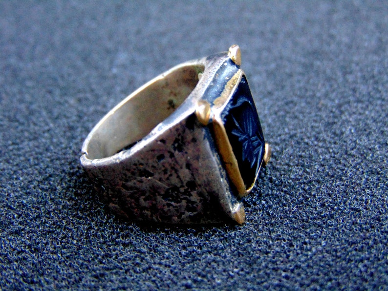 Greek Warrior Ring Mens Black Onyx Ring Men Rustic Ring | Etsy