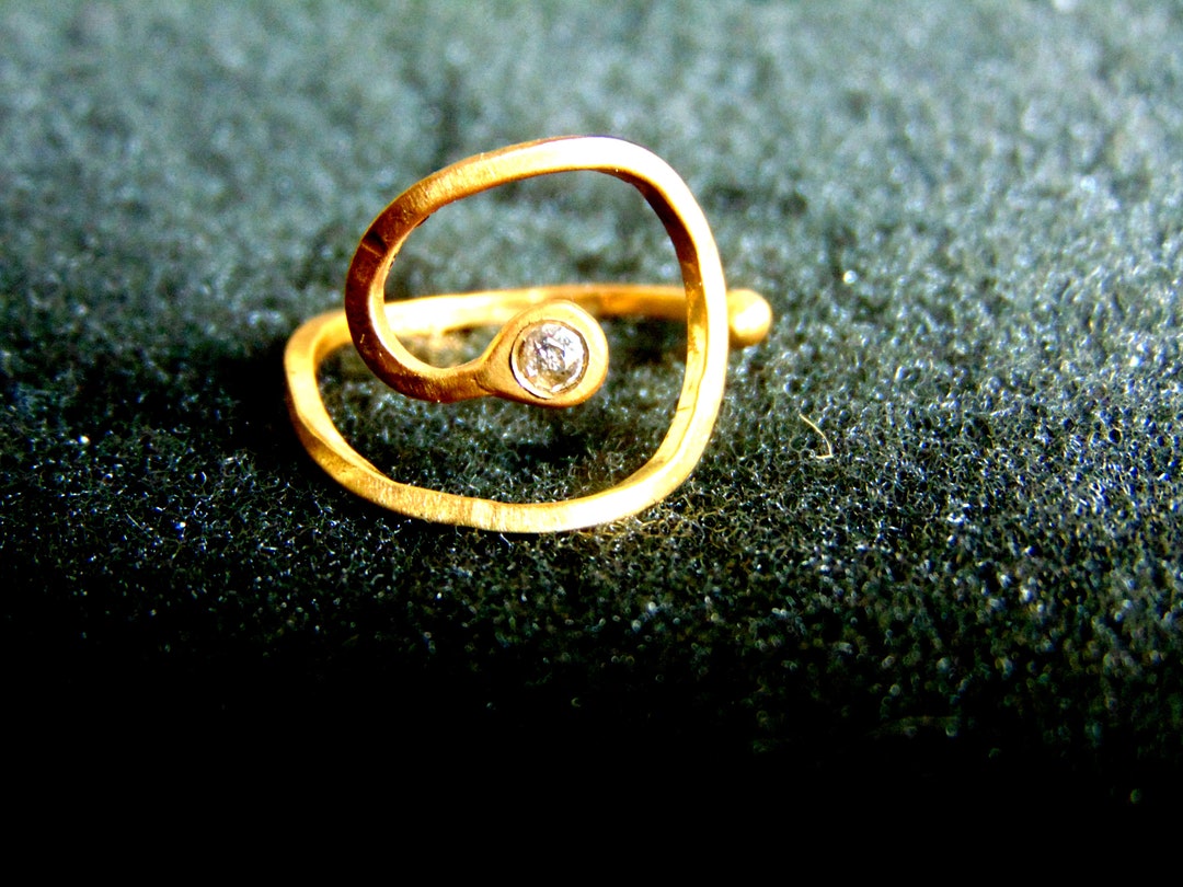 Unique Open Gold Ring, Delicate Diamond Ring, Minimalist Modern Ring ...