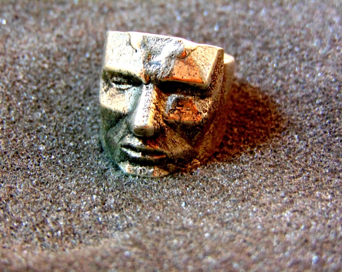 Stunning Human Face Silver Ring-sterling Silver Head Ring- Polygon Face ...