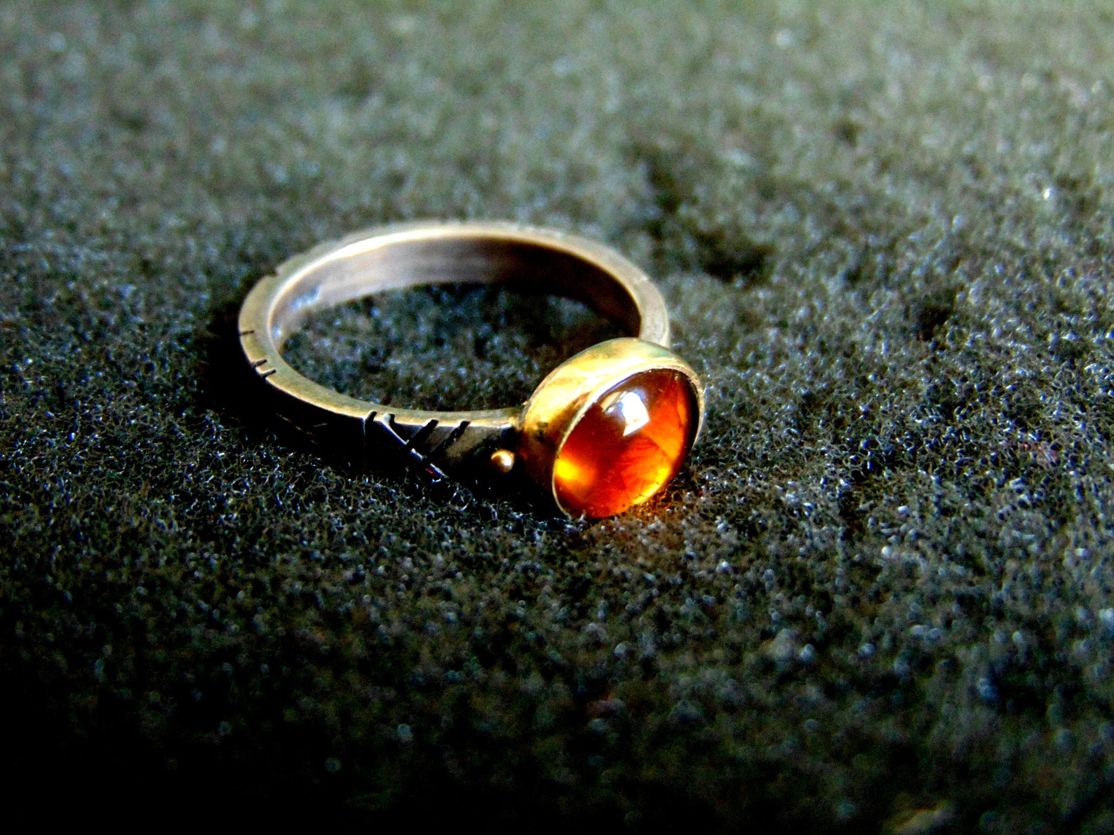 Two Tone Stacking Amber Ring, Gemstone Mixed Metal Ring, Dainty Rings ...