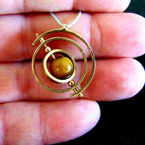 Solar System Pendant, Tigers Eye Sun Necklace, Spinner Necklace, Planet ...