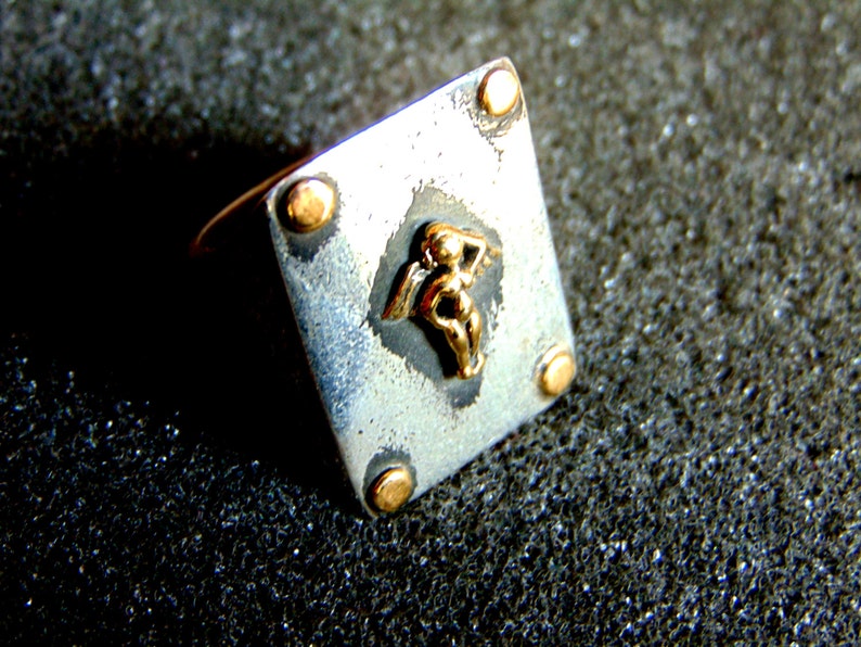 Silver and Gold Ringsilver 925 and 14k Gold Statement - Etsy