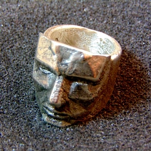 Stunning Human Face Silver Ring-sterling Silver Head Ring- Polygon Face ...