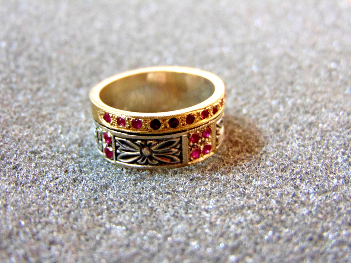 Stunning Silver Gold and Ruby Ring-925 Silver 18k Gold - Etsy