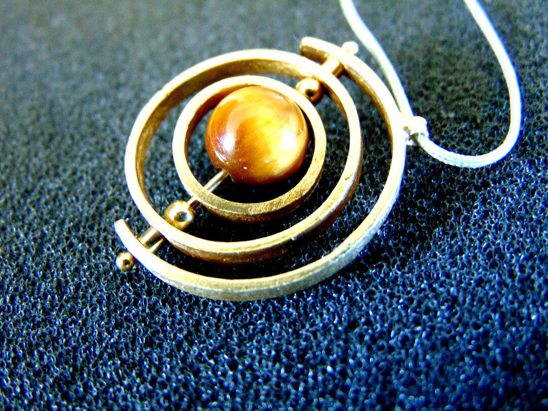 Solar System Pendant, Tigers Eye Sun Necklace, Spinner Necklace, Planet ...
