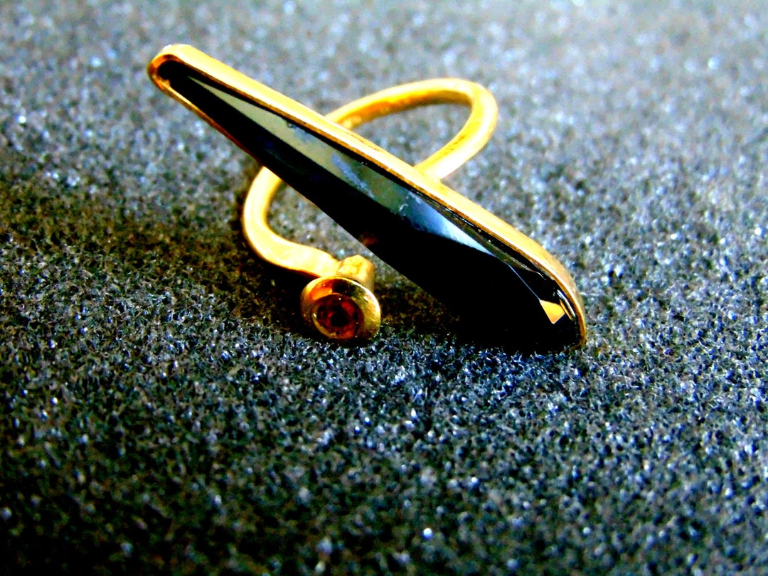 Stunning 18k Gold, Onyx and Ruby Statement Ring-women's Gold 750 ...