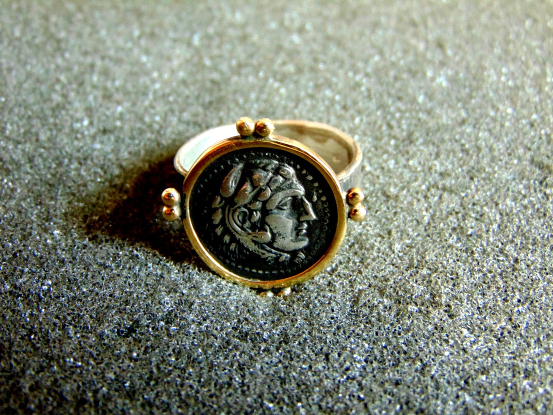 Silver Gold Signet Ring,sterling Silver and 18k Gold Mens Signet Ring ...