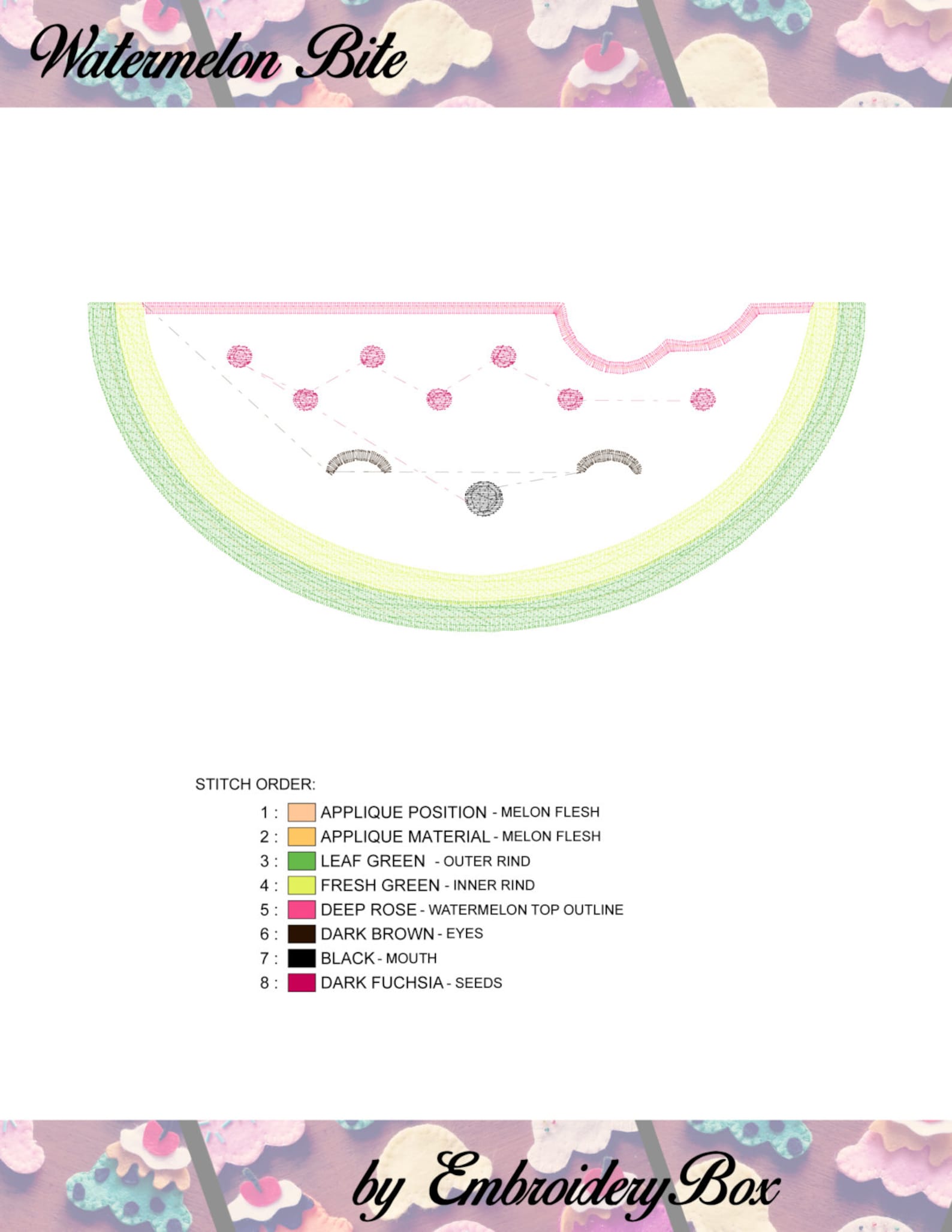 Watermelon Applique Embroidery Design Pattern for Machine Sewing Super ...