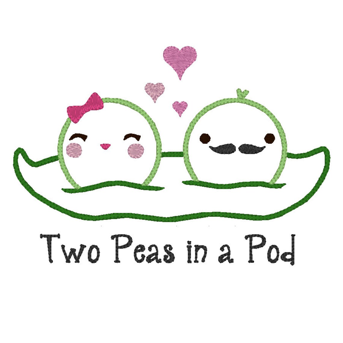 Two Peas in a Pod Applique Embroidery Design Pattern for Machine Sewing ...