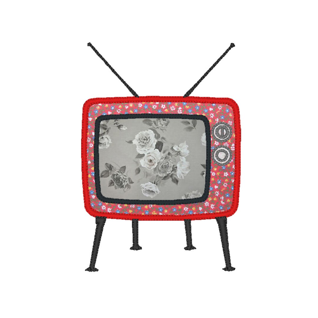 Funky Vintage TV Applique Embroidery Design Pattern for Machine Retro ...