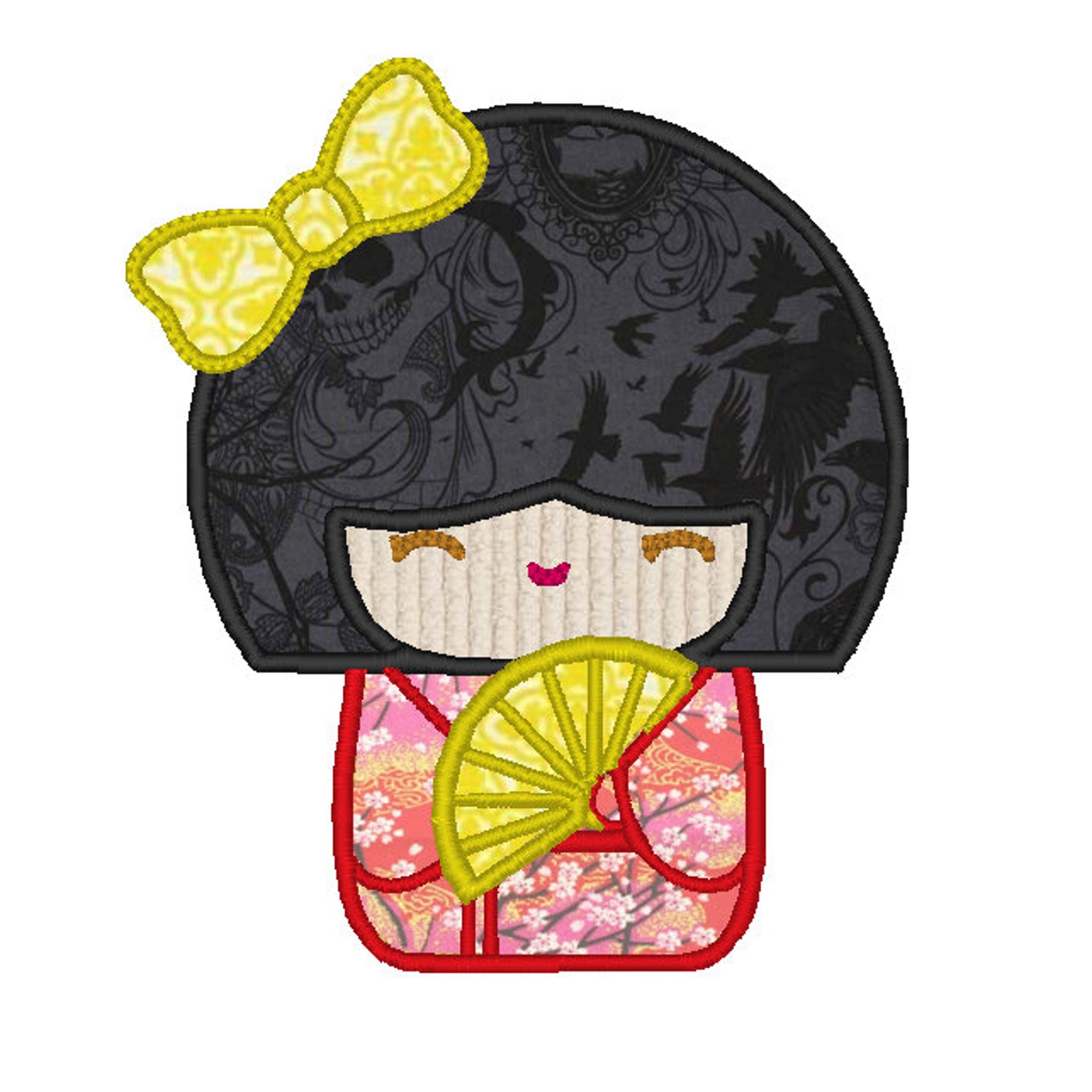 Japanese Doll Geisha Applique Embroidery Design Pattern for Machine ...