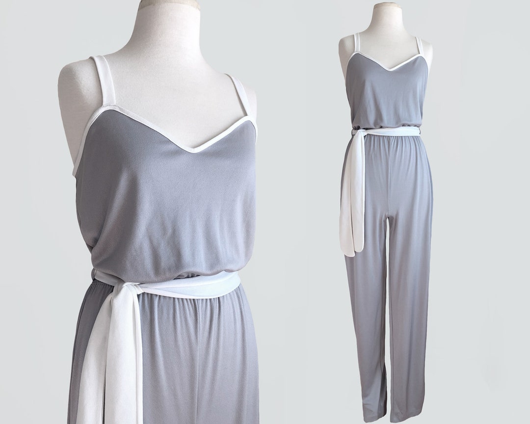 Vintage 70s John Warden for Molyclaire Gray Jersey Lounging Jumpsuit ...