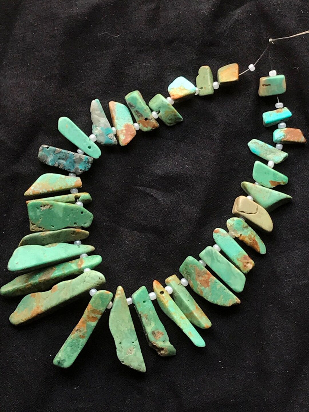 Turquoise Long Tumble Shape Layout Drilled Gemstone Beads Necklace - Etsy