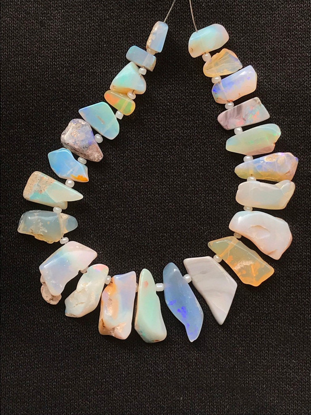 Natural Australian Opal Tumble Shape Gemstone Beads Necklace - Etsy
