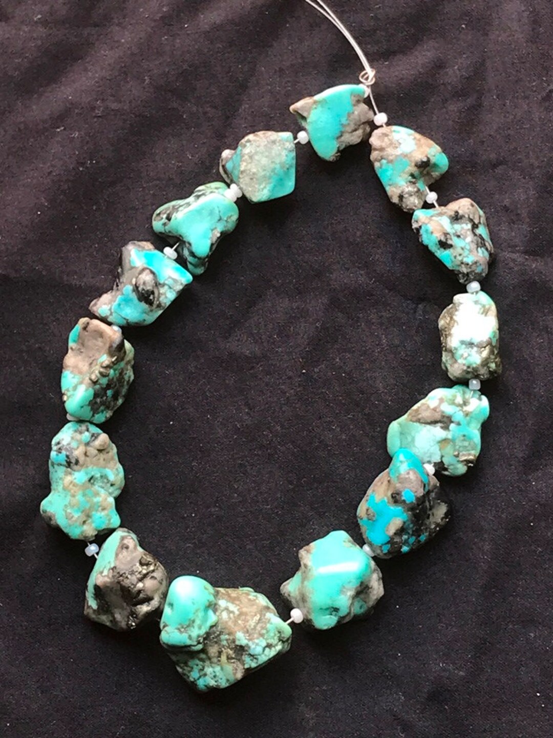 Turquoise Tumble Shape Center Drilled Gemstone Beads Necklace - Etsy