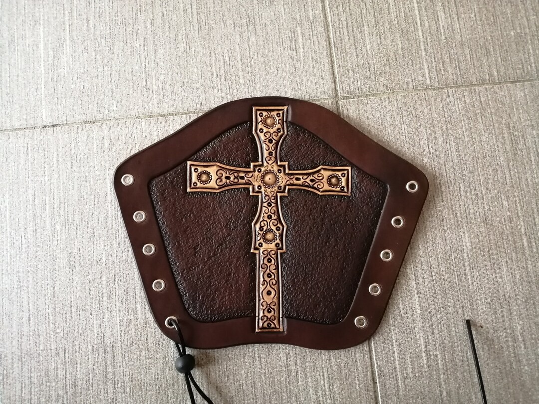 Leather Archery Bracer, Hand Tooled Arm Guard. Cross Design.larp - Etsy