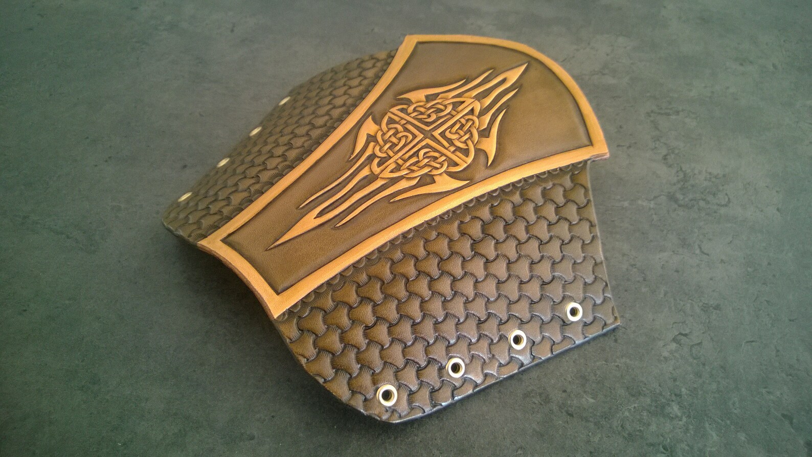 Hand Carved Leather Archery Bracer Armguard. Celtic Flame | Etsy