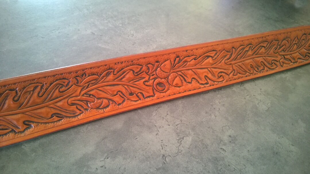 Hand Made Carved Leather Guitar Strap, Hand Tooled, Can Be Personalized ...