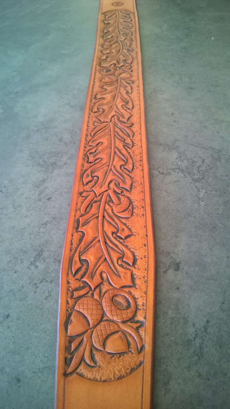 Hand Made Carved Leather Guitar Strap Hand Tooled Can Be - Etsy