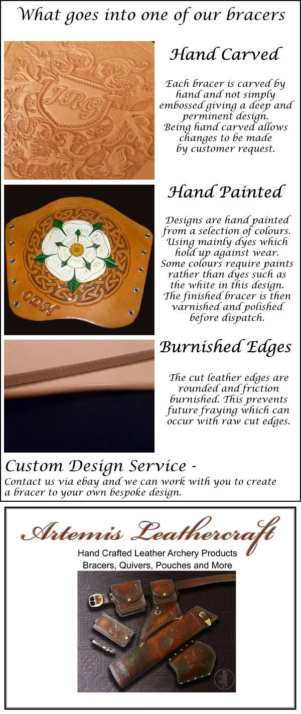 Hand Carved Leather Archery Bracer, Armguard. Celtic Flame Pattern ...