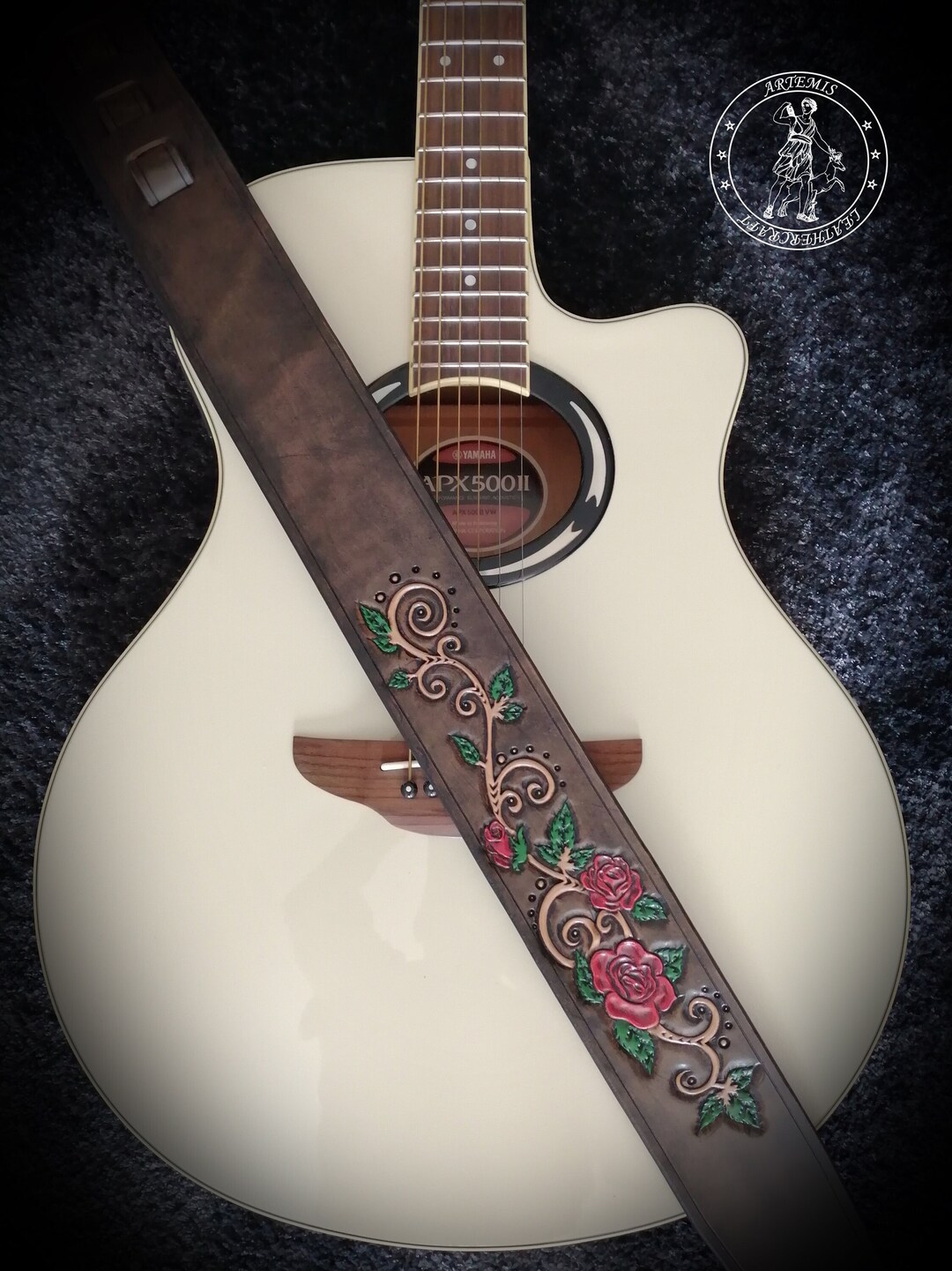 Hand Carved Leather Guitar Strap, Custom and Personalized Options With ...
