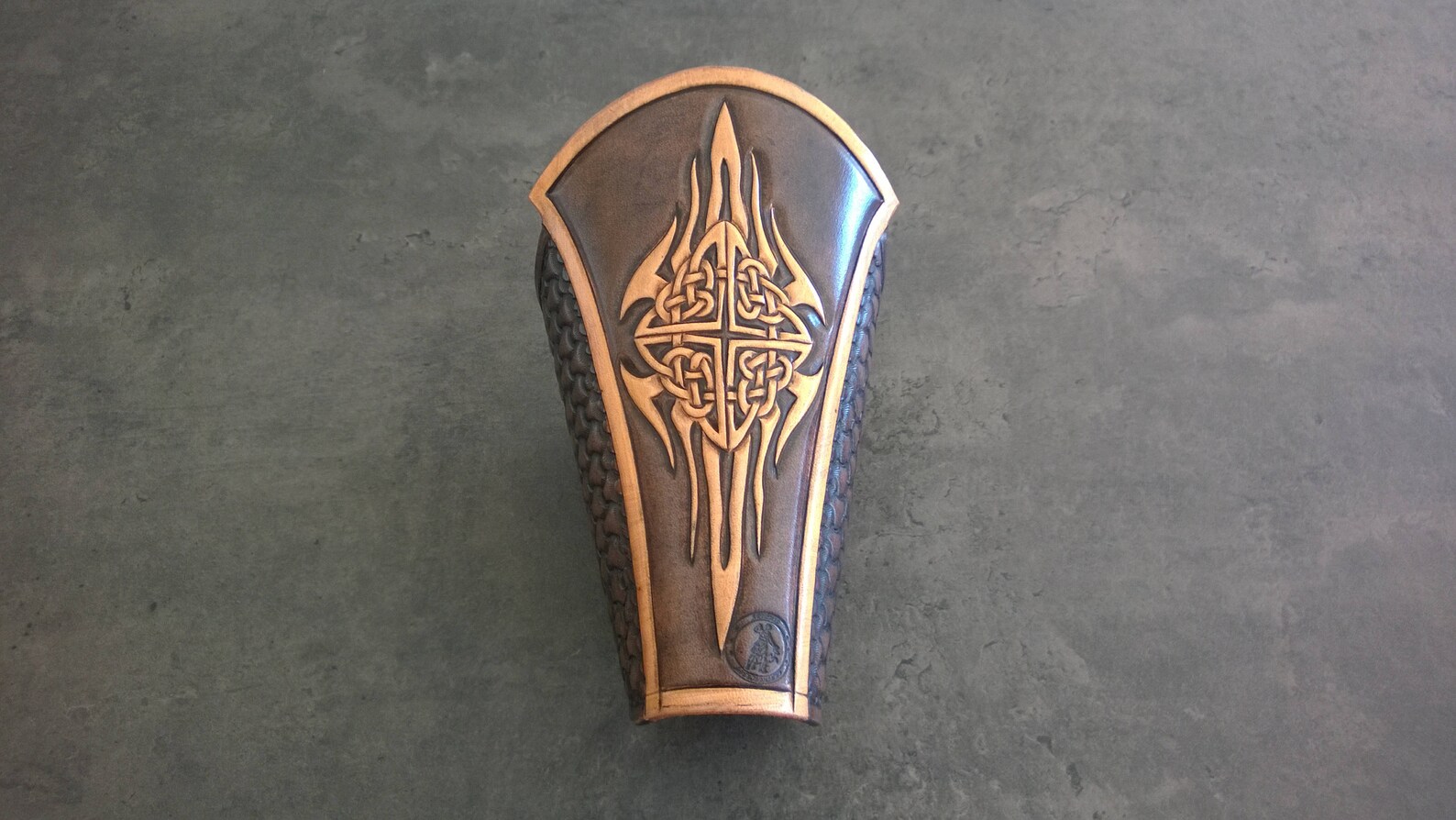 Hand Carved Leather Archery Bracer Armguard. Celtic Flame | Etsy