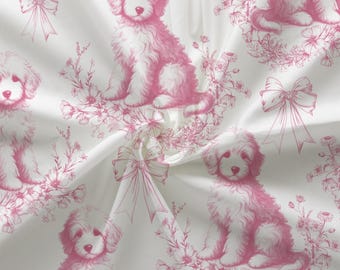 Golden Doodle Dog Beige Toile Fabric (combed Cotton Prima) - Puppy ...