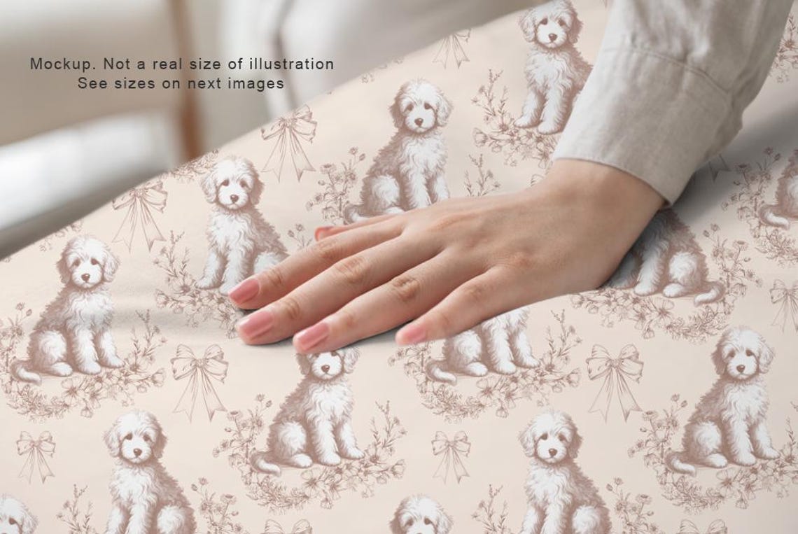 Golden Doodle Dog Beige Toile Fabric (combed Cotton Prima) - Puppy ...