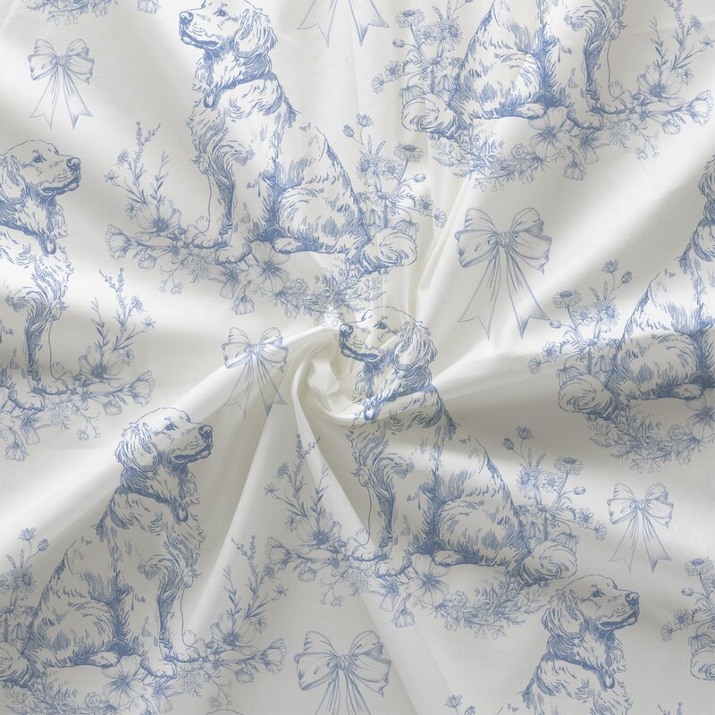 Blue Toile Fabric - Etsy