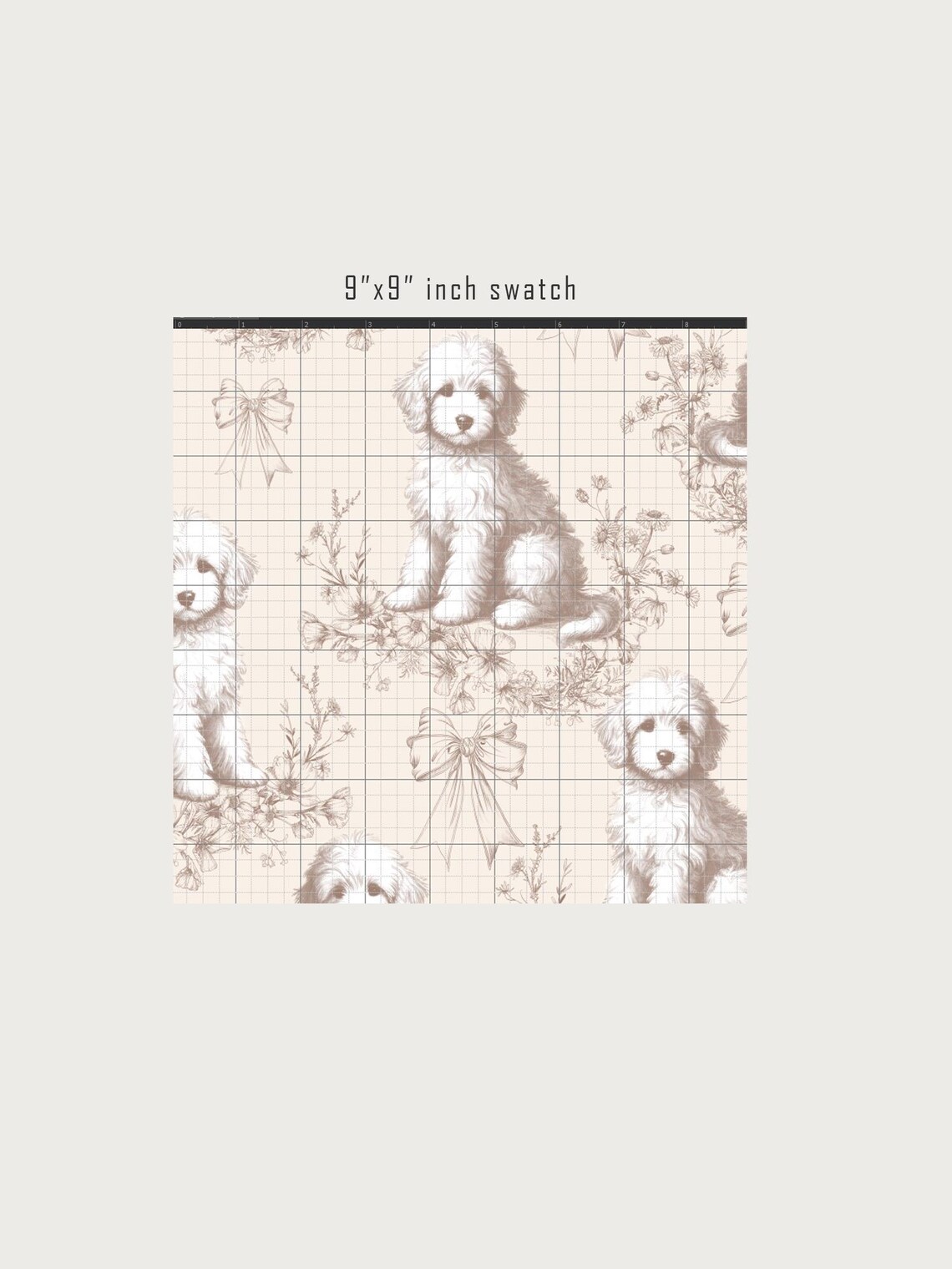 Golden Doodle Dog Beige Toile Fabric (combed Cotton Prima) - Puppy ...