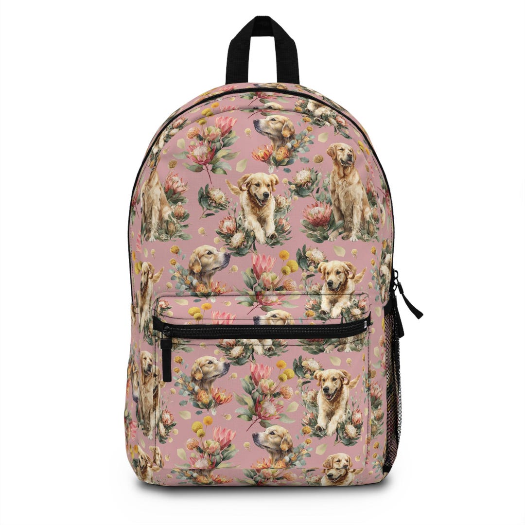 Golden Retriever Floral Backpack for Little Girl - Back to School ...