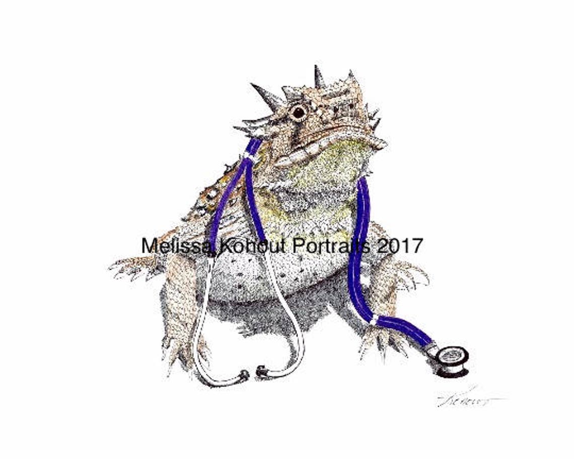 Got Nurse - 8x10 Print Texas Horned Lizard With Stethescope - Etsy