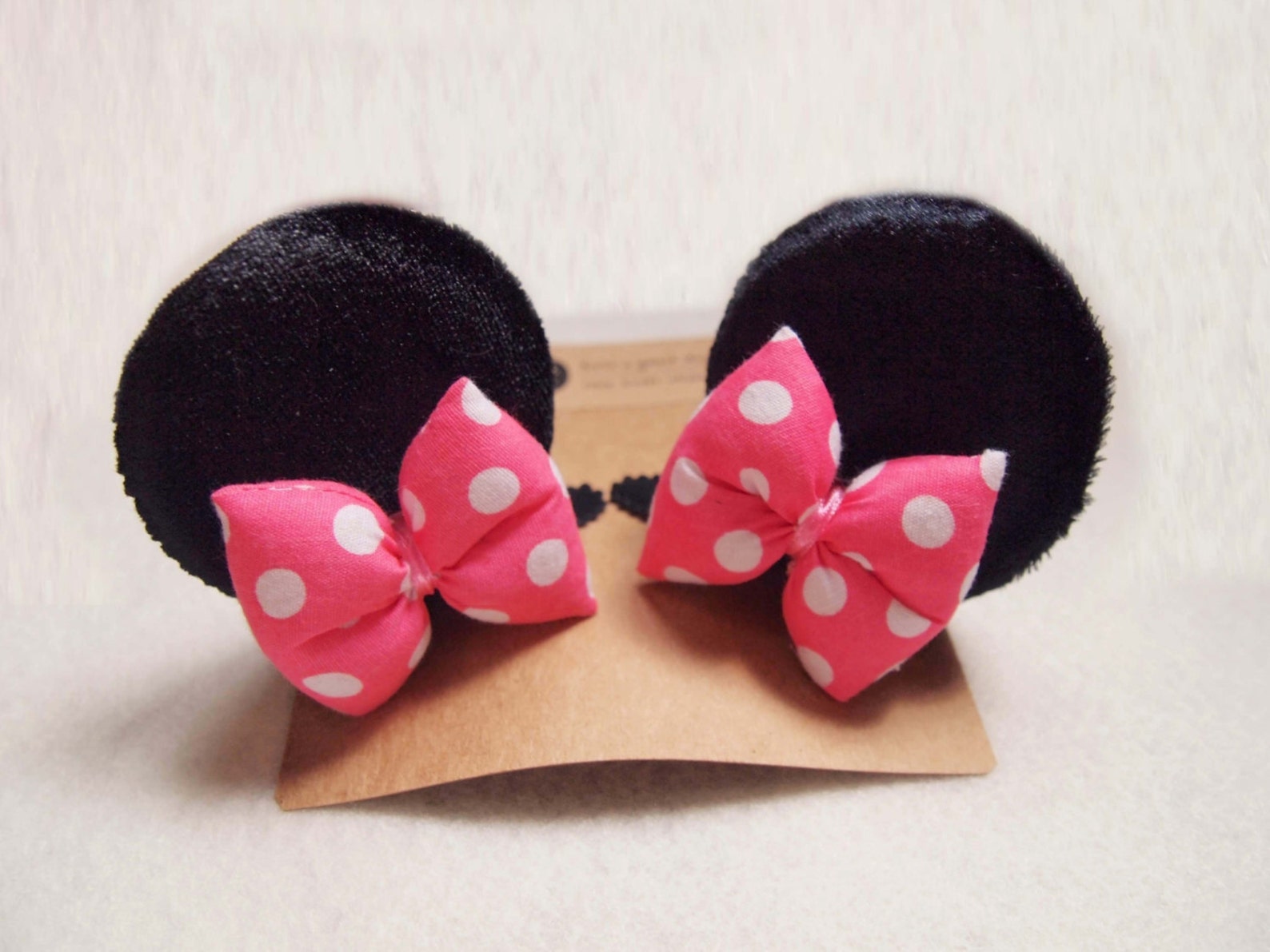 Minnie Mouse Ear Hair Clip With Bow Mickey Mouse Ear Hair - Etsy
