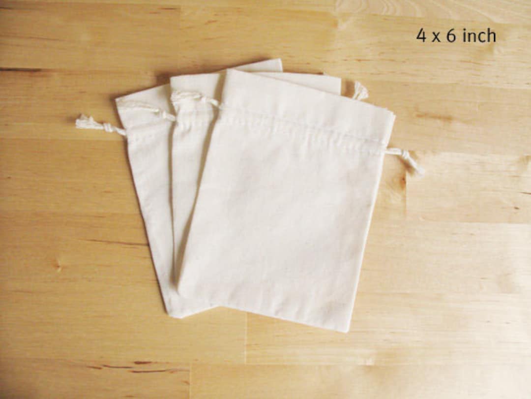 Small Plain Muslin Bag 4" X 6", Hand Stamped Muslin Bags, Premium ...