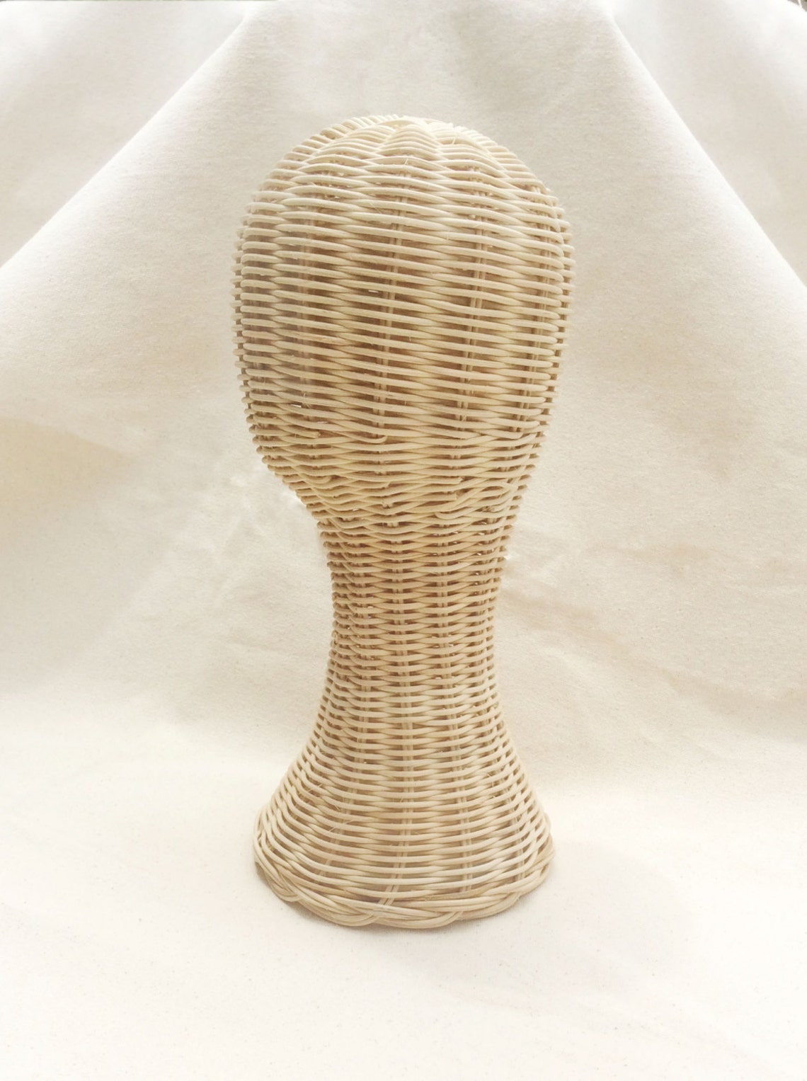 Hand Made Mannequin Head Rattan Wig Stand hat Display Stand | Etsy