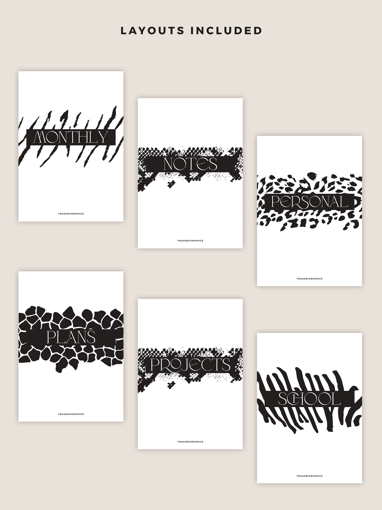 Animal Print Planner Dividers, PDF Printable Dashboards (A5, A6, HP) - Etsy