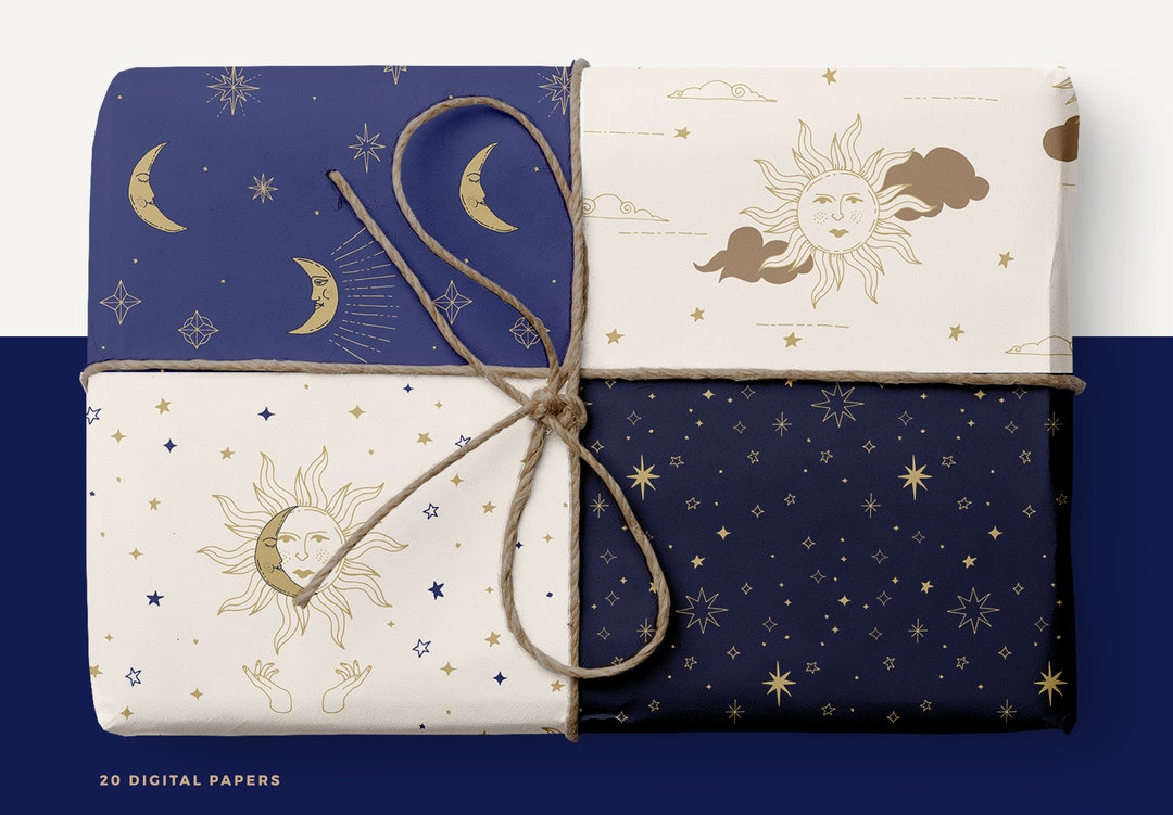 Celestial Backgrounds, Stars, Sun and Moon Patterns, Digital Papers ...