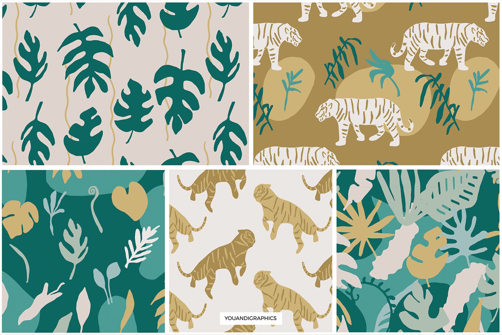 Tropical Tiger Jungle Theme Printable Papers Digital | Etsy