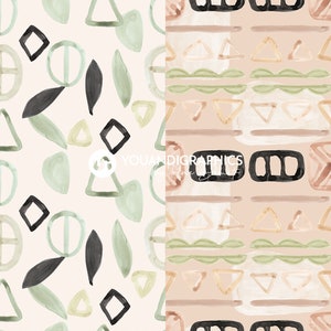 Earthy Abstract Watercolor Paper Set, Printable Backgrounds (digital ...