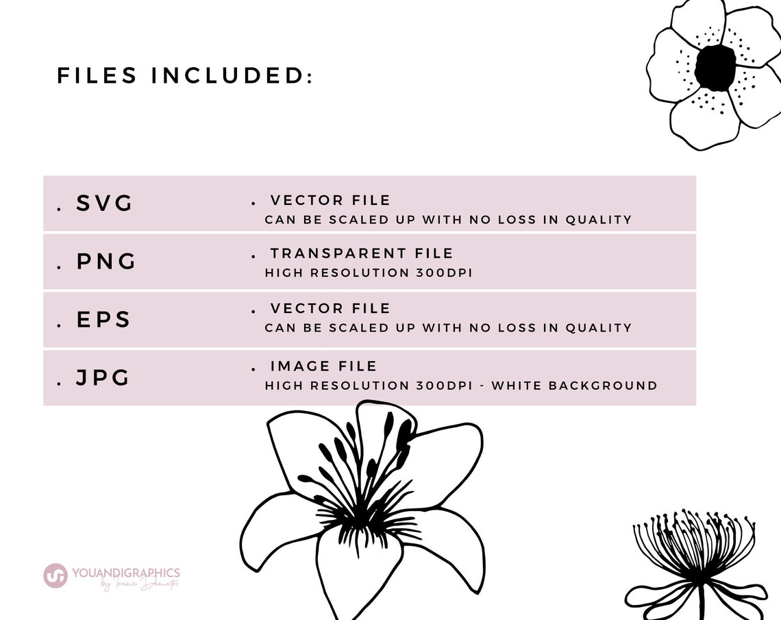 Flowers Bundle SVG Clipart Illustrations Selection Set Spring | Etsy