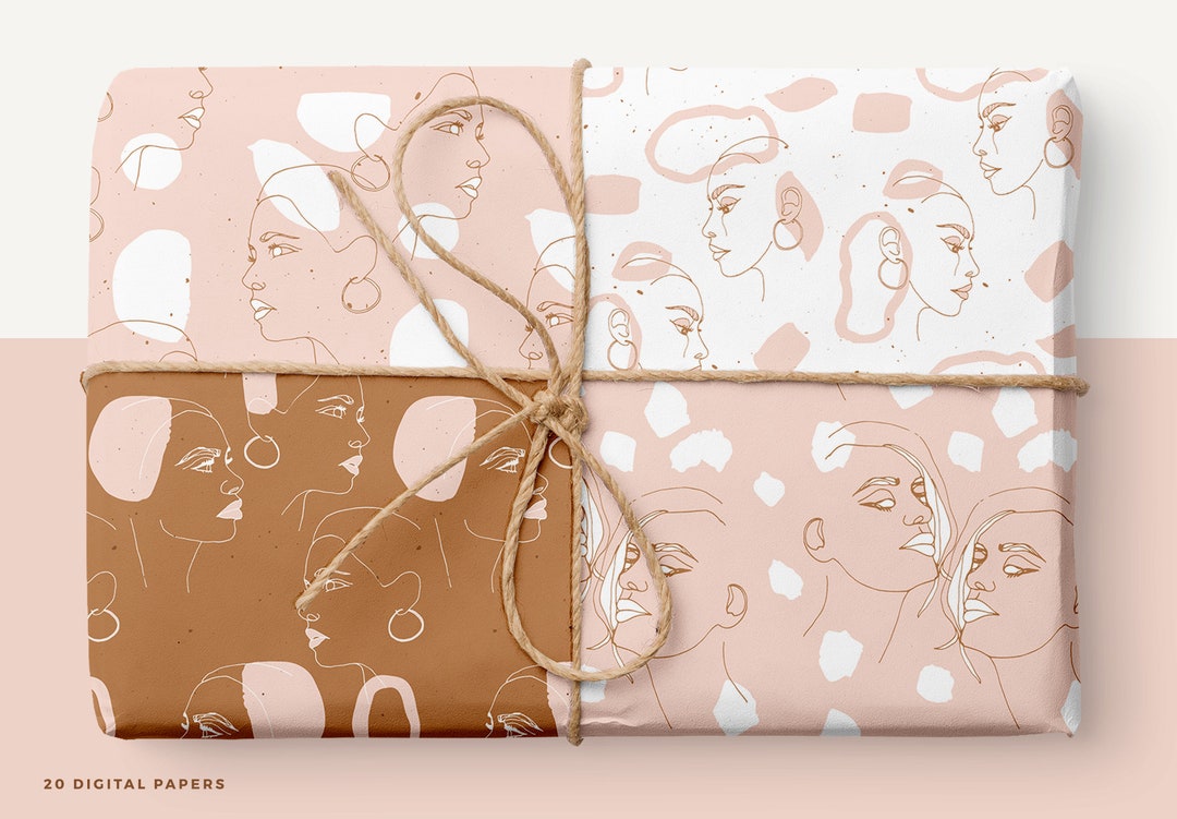 Women Pattern Prints, Faces Backgrounds, Digital Papers, Lineart Hand ...