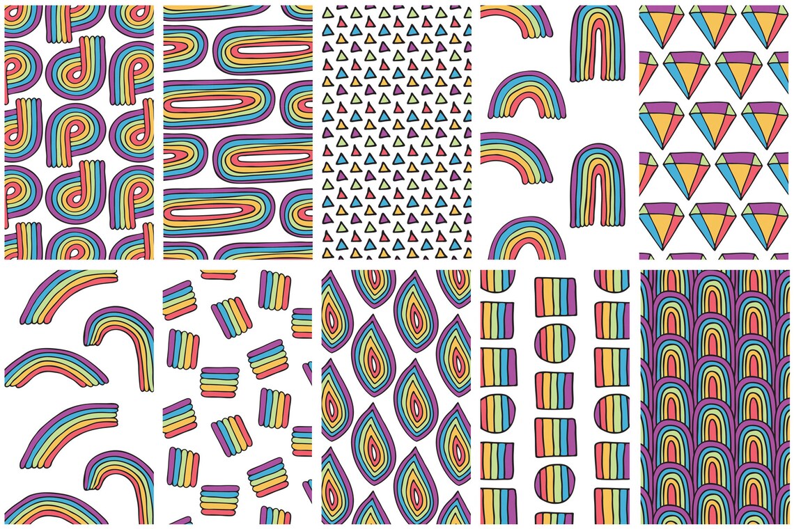 Rainbow Pattern Backgrounds, Rainbow Colors, Digital Paper, Printable ...