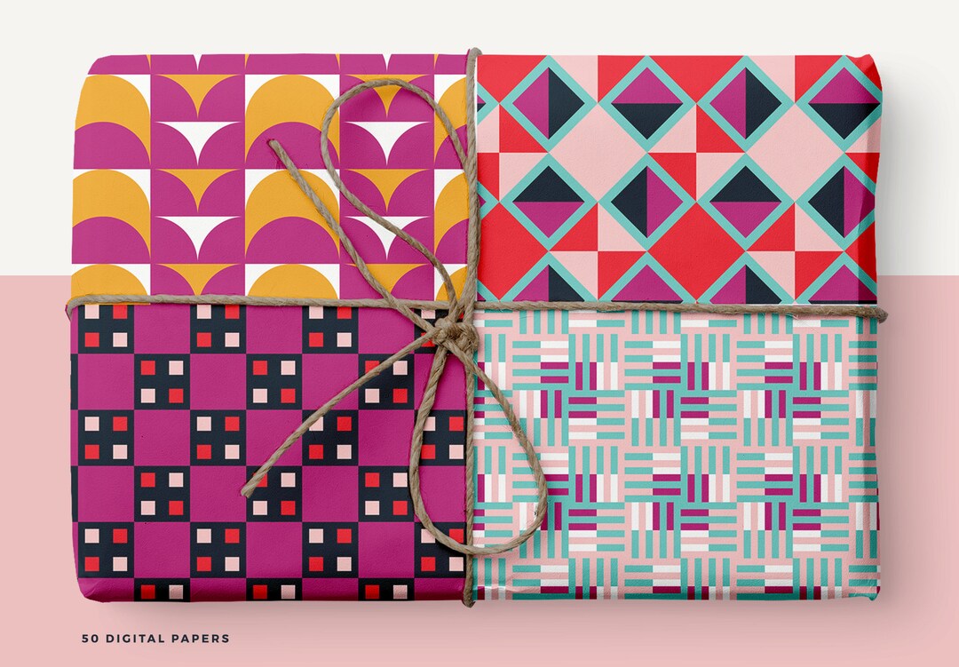 Geometric Backgrounds, Bold Fun Colorful Digital Papers, Printable ...