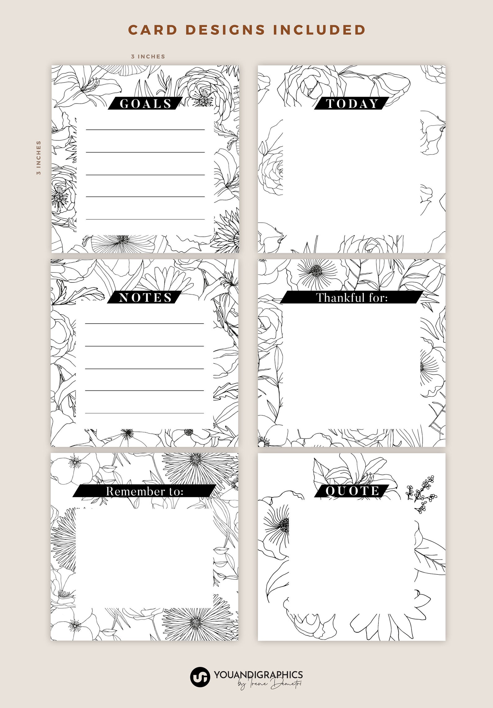 Printable Planner Cards Floral Design Cards Planner Tracking | Etsy