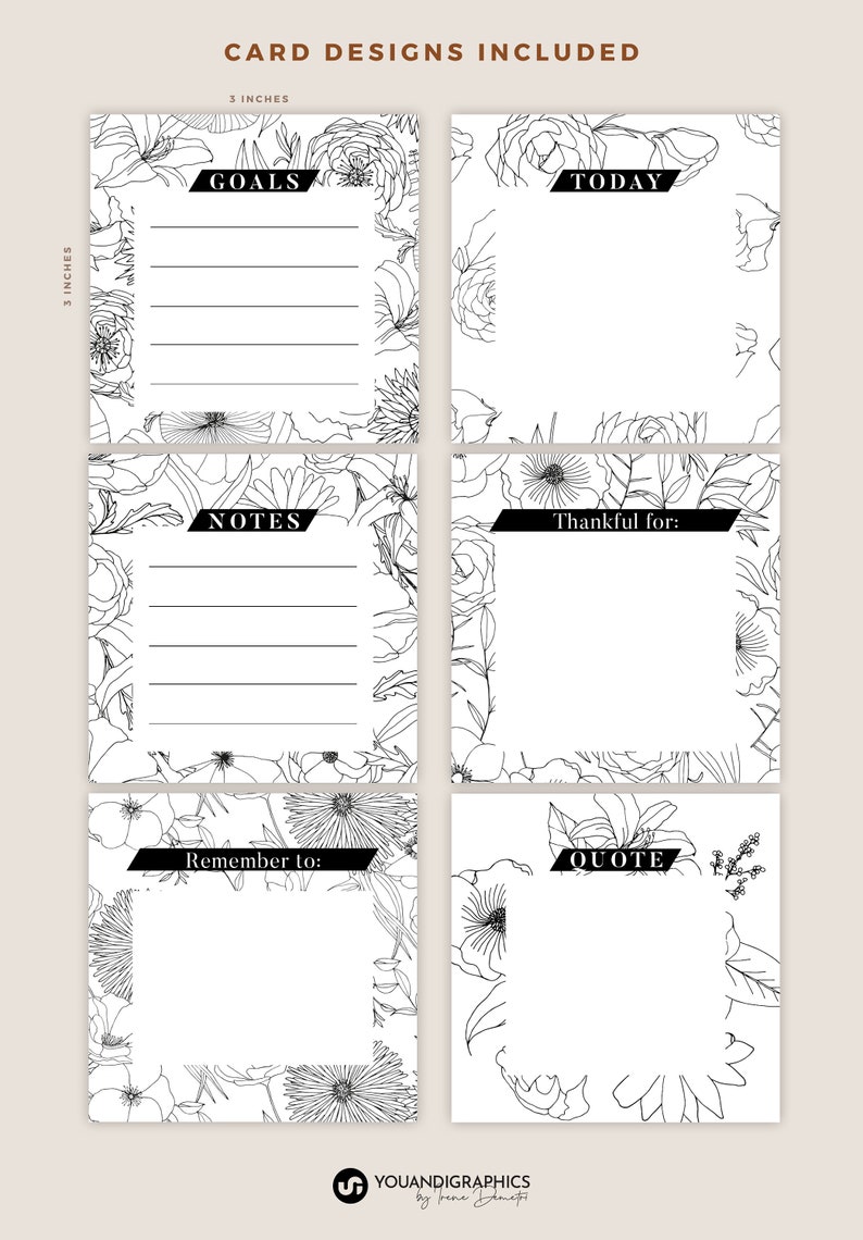 Printable Planner Cards Floral Design Cards Planner Tracking | Etsy